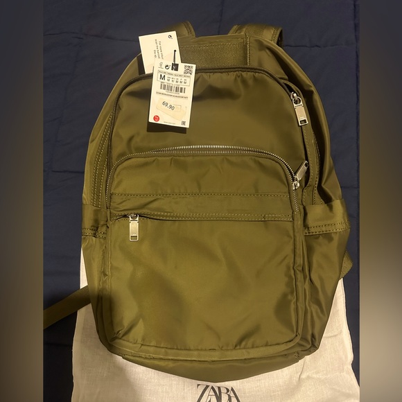 Zara | Bags | Zara Soft Fabric Backpack Brand New With Tags Khaki Green ...